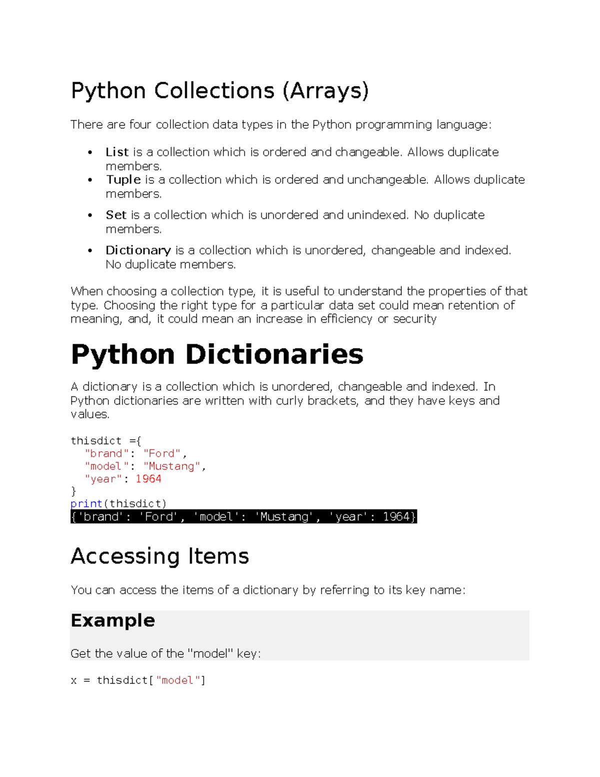 Python Collections: Understanding Dictionaries and Their Methods - Studocu