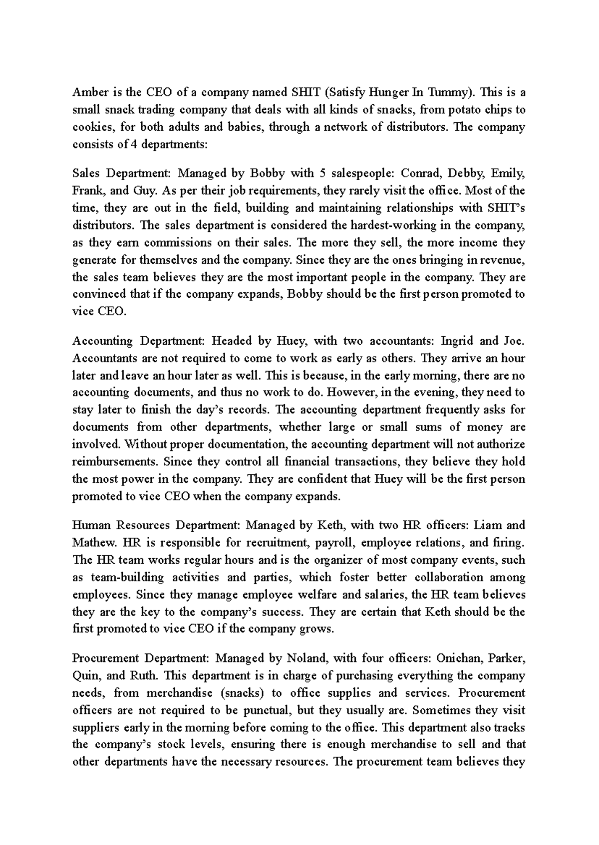S2 Case Study: Operations and Management of SHIT Company - Studocu