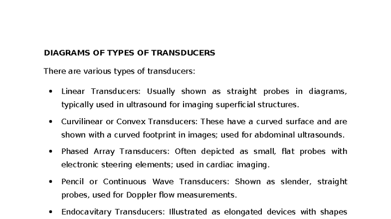 Types of Transducers: Diagrams and Applications 113428 - Studocu