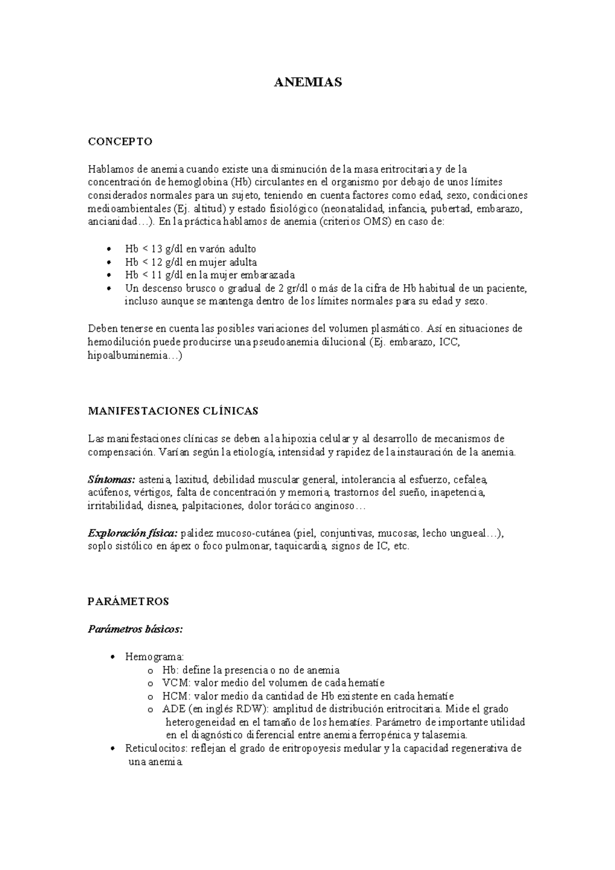 Tipos de Anemia de Harrison Medicina Interna - - Studocu