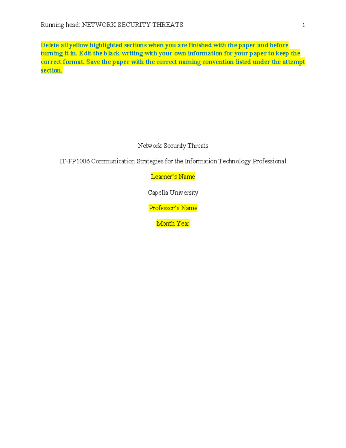 Network Security Threats: Strategies for IT Professionals (IT 101) - Studocu