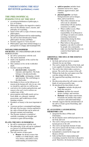 Understanding the Self - Physical Self - The Physical Self Physical Self refers to the body ...