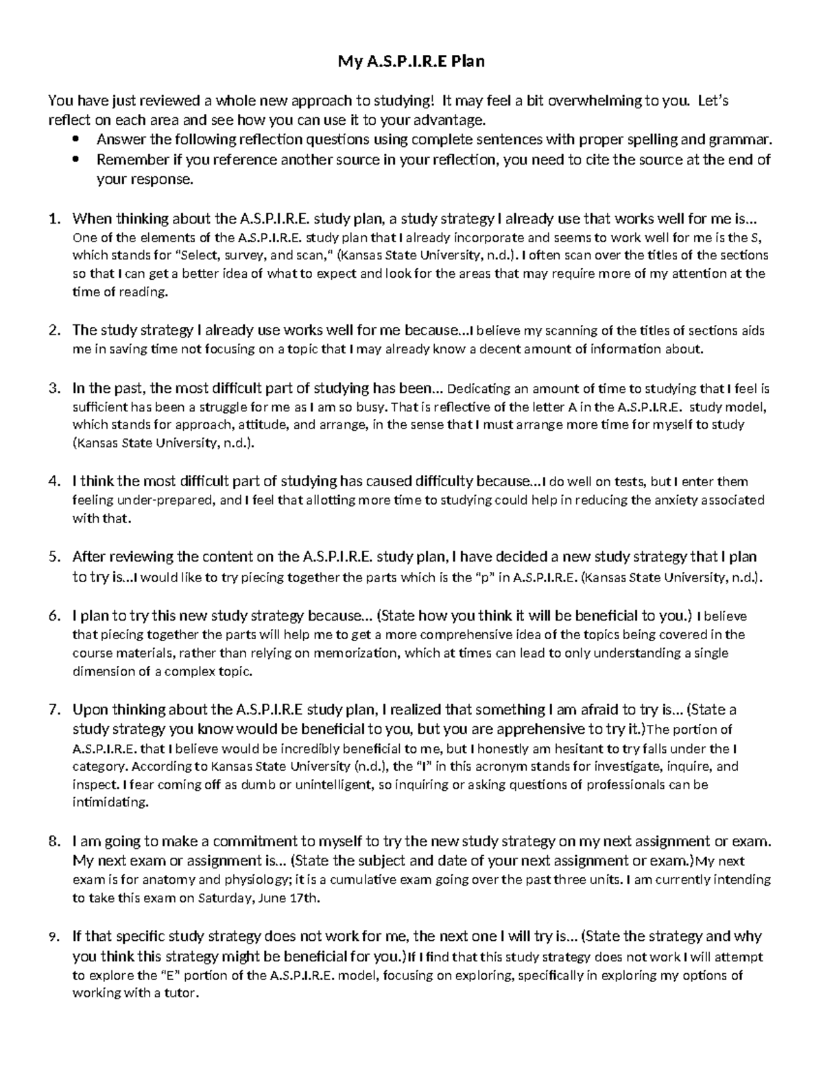 A.S.P.I.R.E Study Plan Reflections - Week 2 Insights and Strategies ...