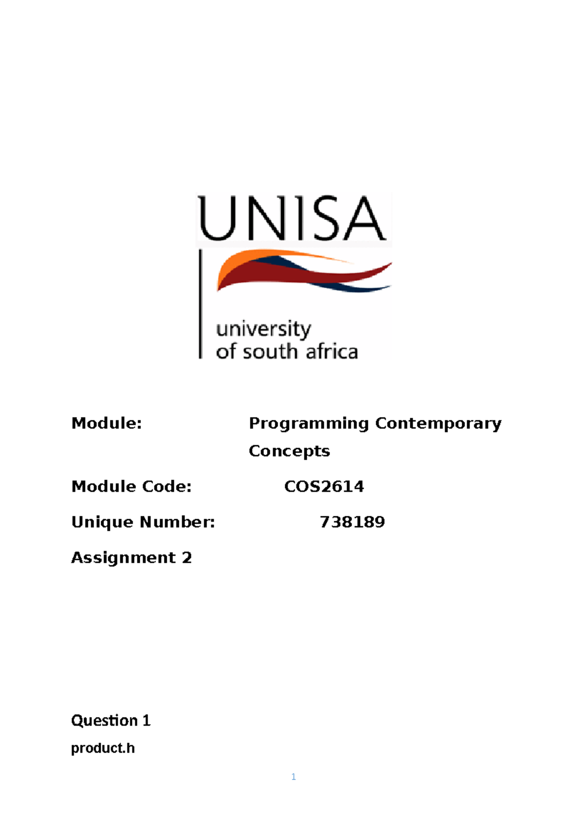 COS2614 Programming Concepts Assignment 2: Product Management Code - Studocu