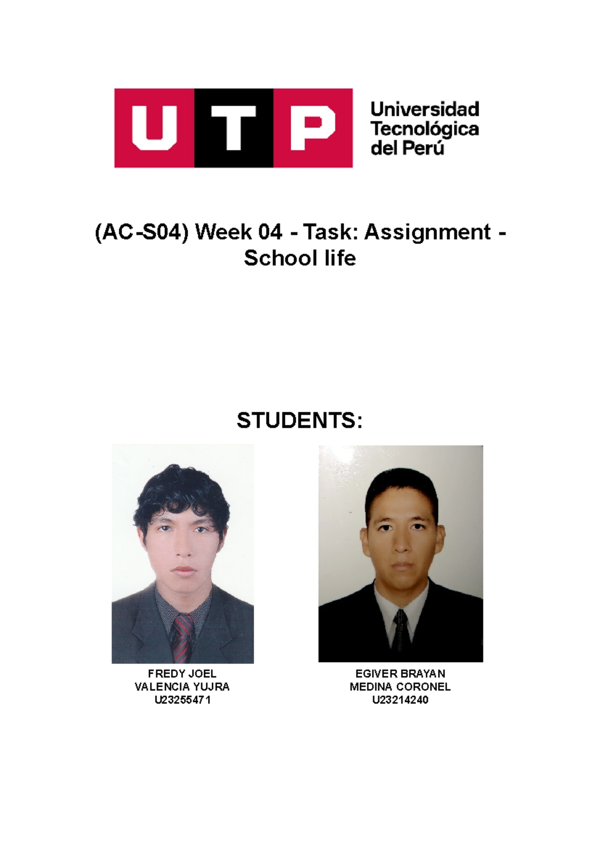 (AC-S04) Week 04 - Task Assignment Overview - School Life - Studocu