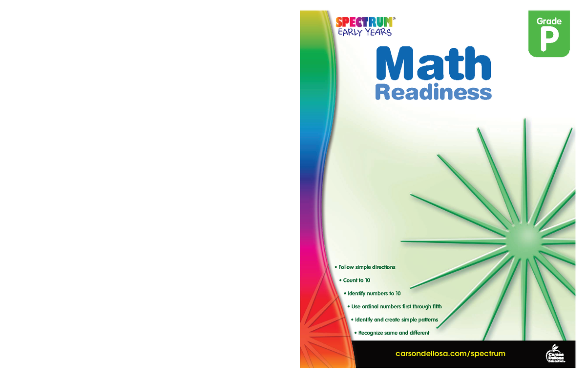Pre K Math Readiness Workbook (Spectrum 104463) - Studocu