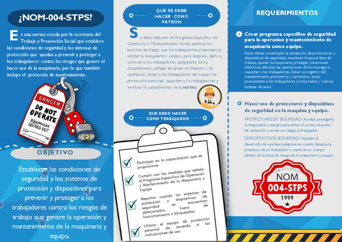 Requerimientos y Protocolo de Seguridad en Maquinaria según NOM-004-STPS - Studocu