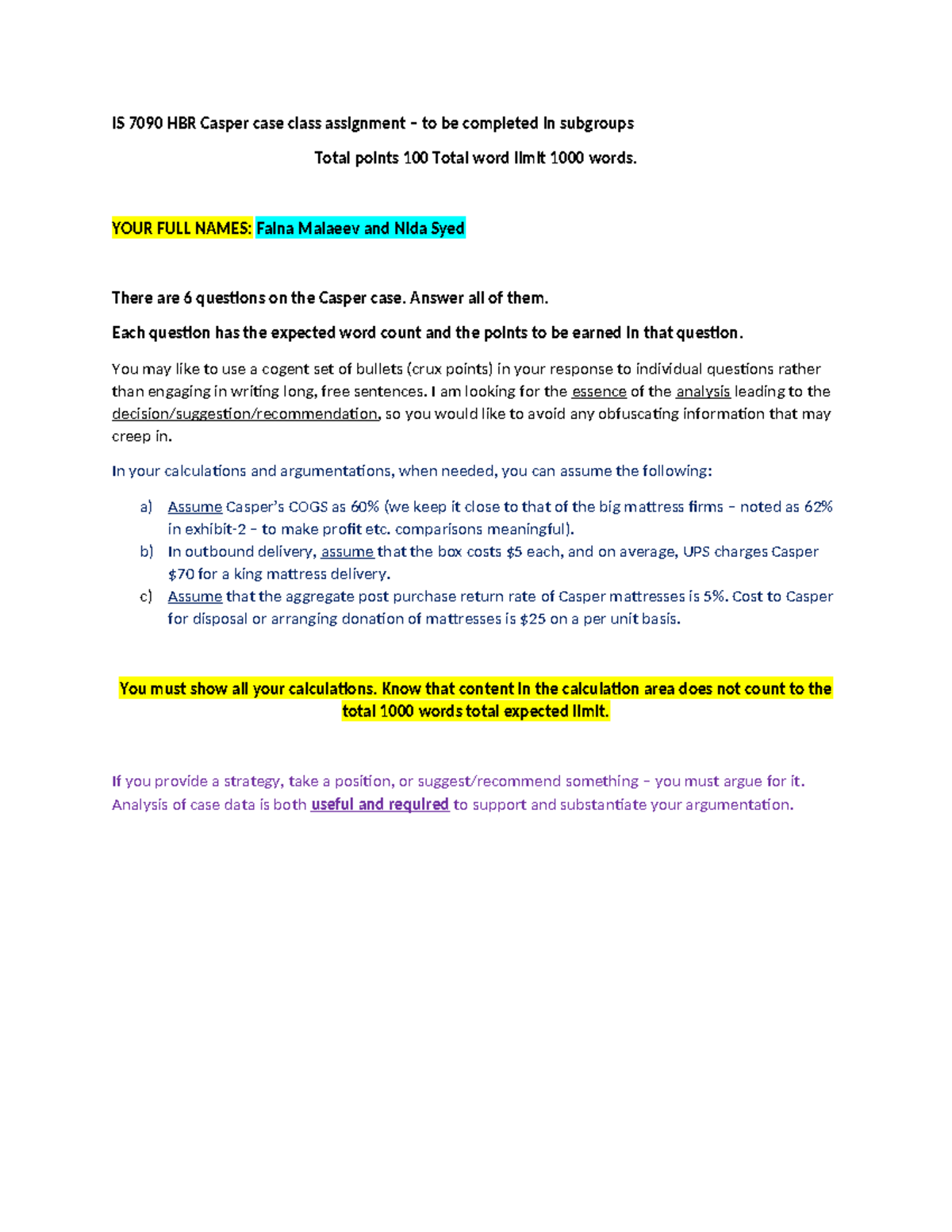 IS 7090 HBR Casper Case Analysis and Assignment Overview 2023 - Studocu