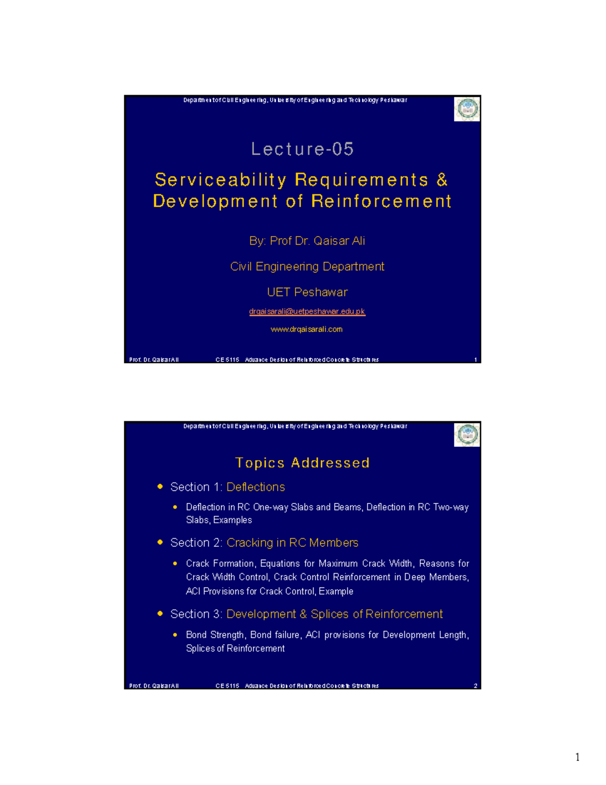 Lecture 05 - Serviceability Requirements & Development of Reinforcement ...