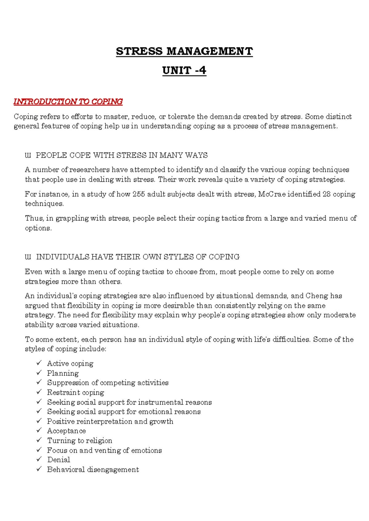 Stress Management unit 3 - STRESS MANAGEMENT UNIT- 3 Effects of Stress ...