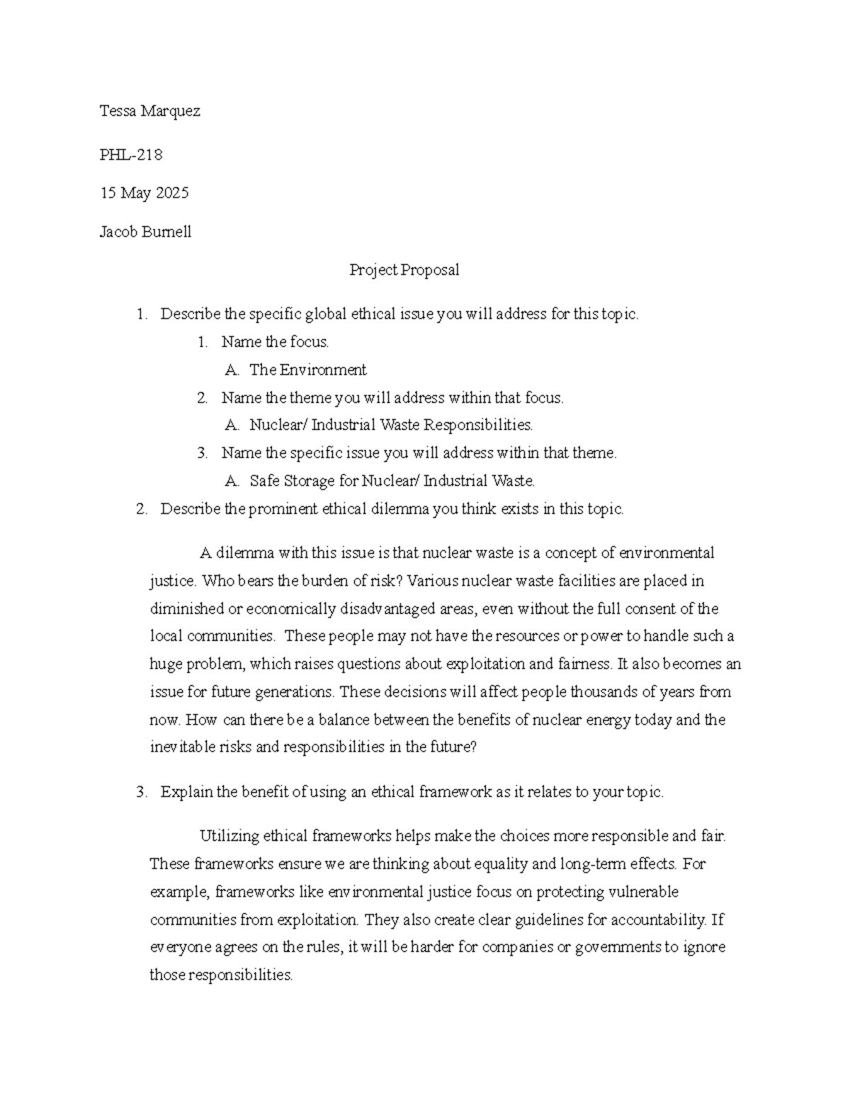 Ethics 2-2 Project Proposal: Addressing Industrial Waste ...