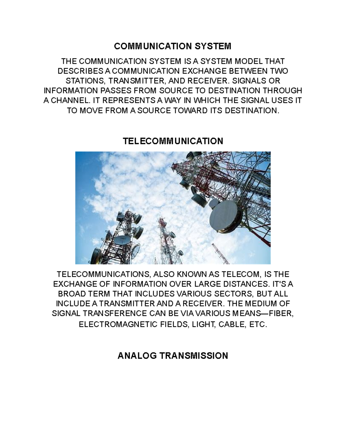 Communication System rsw - COMMUNICATION SYSTEM THE COMMUNICATION ...