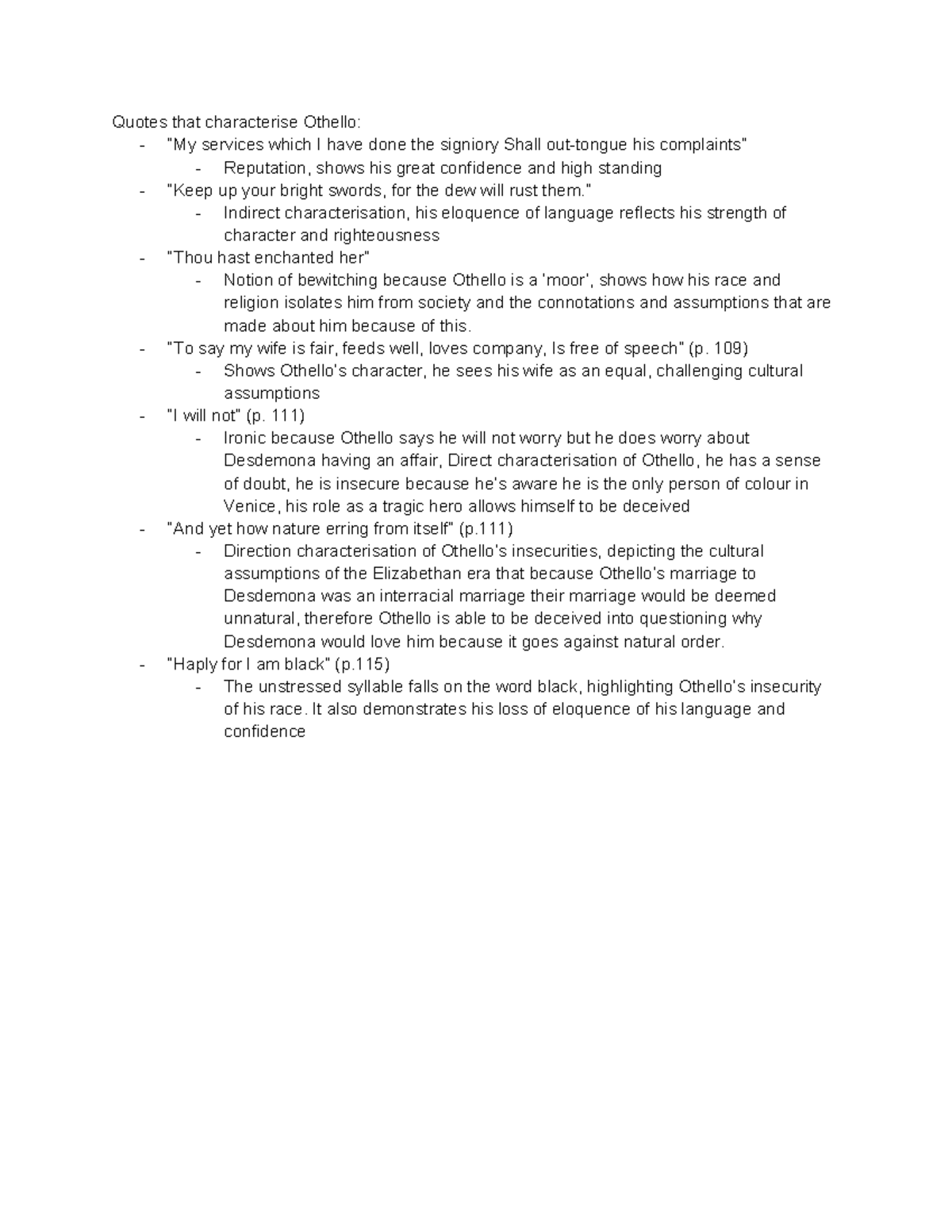 Othello Quotes Analysis: Characterization and Cultural Assumptions ...