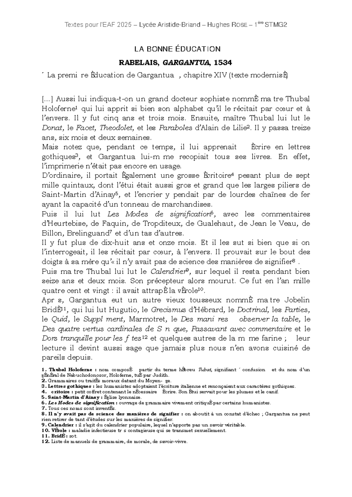 Textes définitifs pour le Bac 2025 - 1ère STMG2 - Studocu