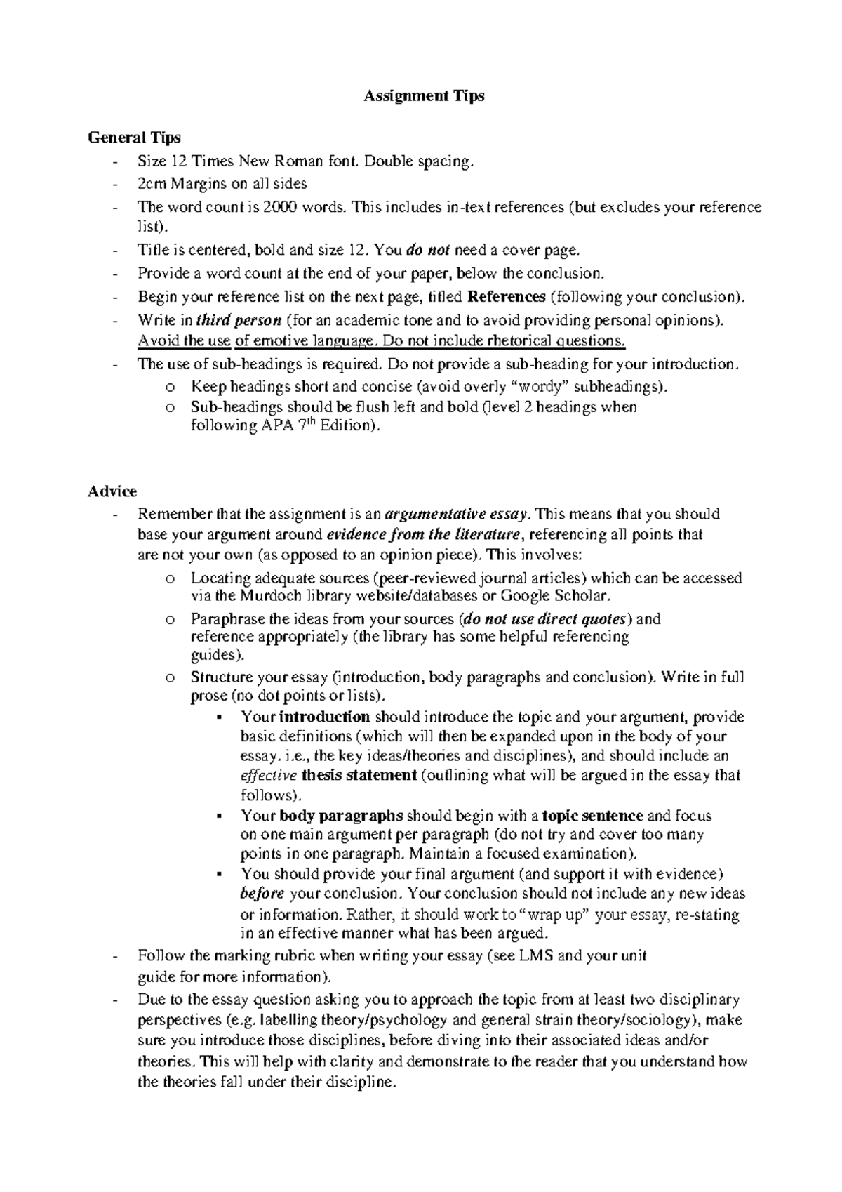 ENG101 Assignment Tips: Structuring Your Argumentative Essay - Studocu