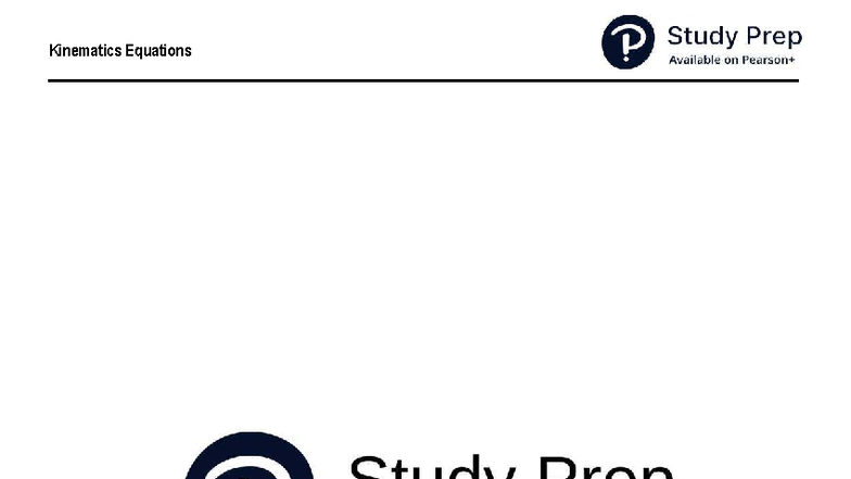 Kinematics Equations Worksheet: Concepts & Practice Problems - Studocu