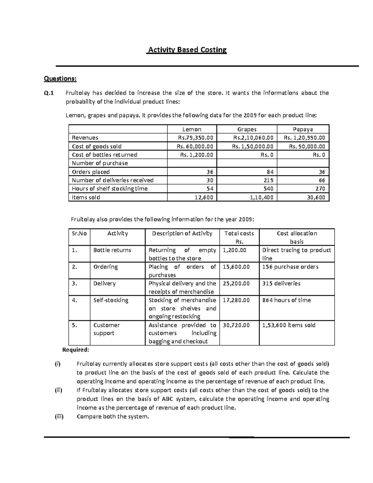Activity Based Costing: Practice Q&A for ACC 101 Final Exam - Studocu