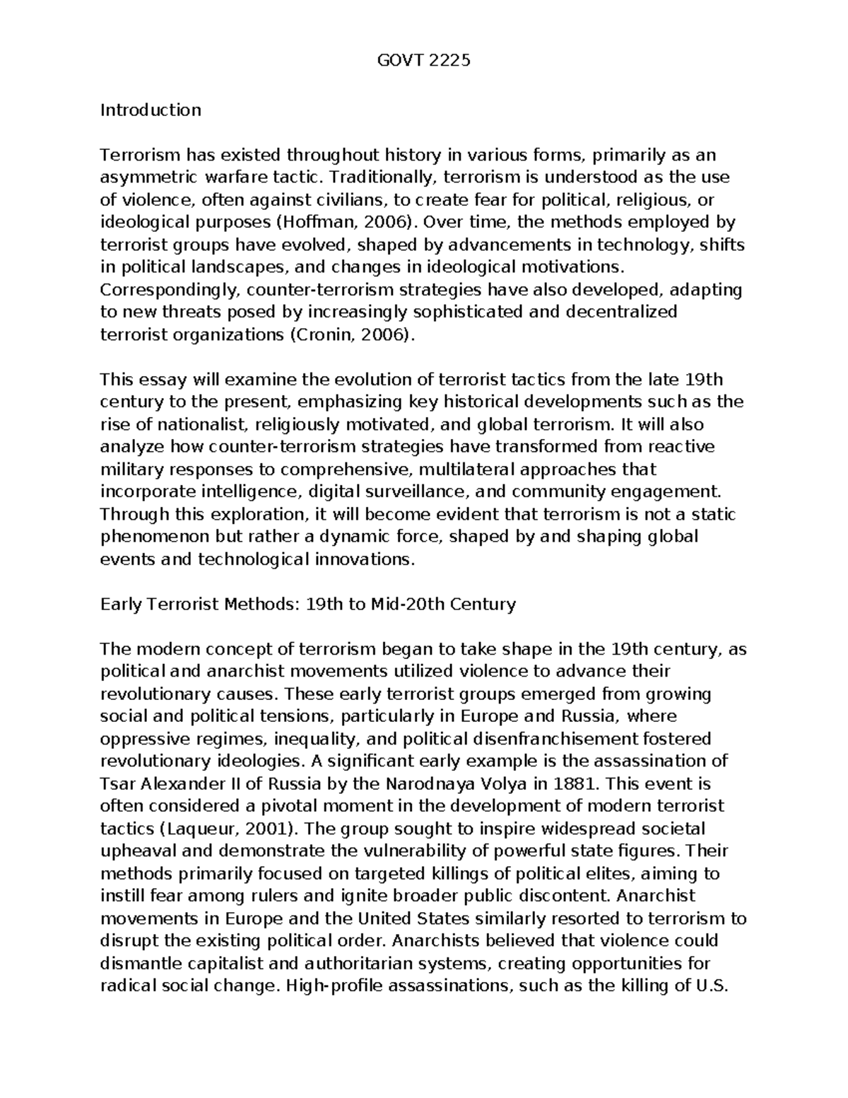 GOVT 101: Evolution of Terrorism and Security Strategies in the 21st ...