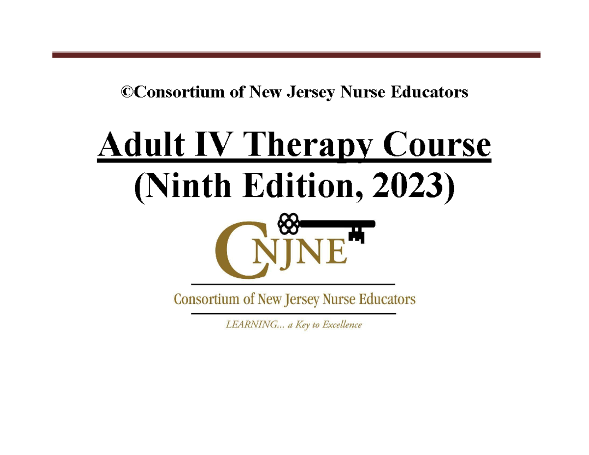 Adult IV Therapy Course Module 2023 - Study Packet - Studocu