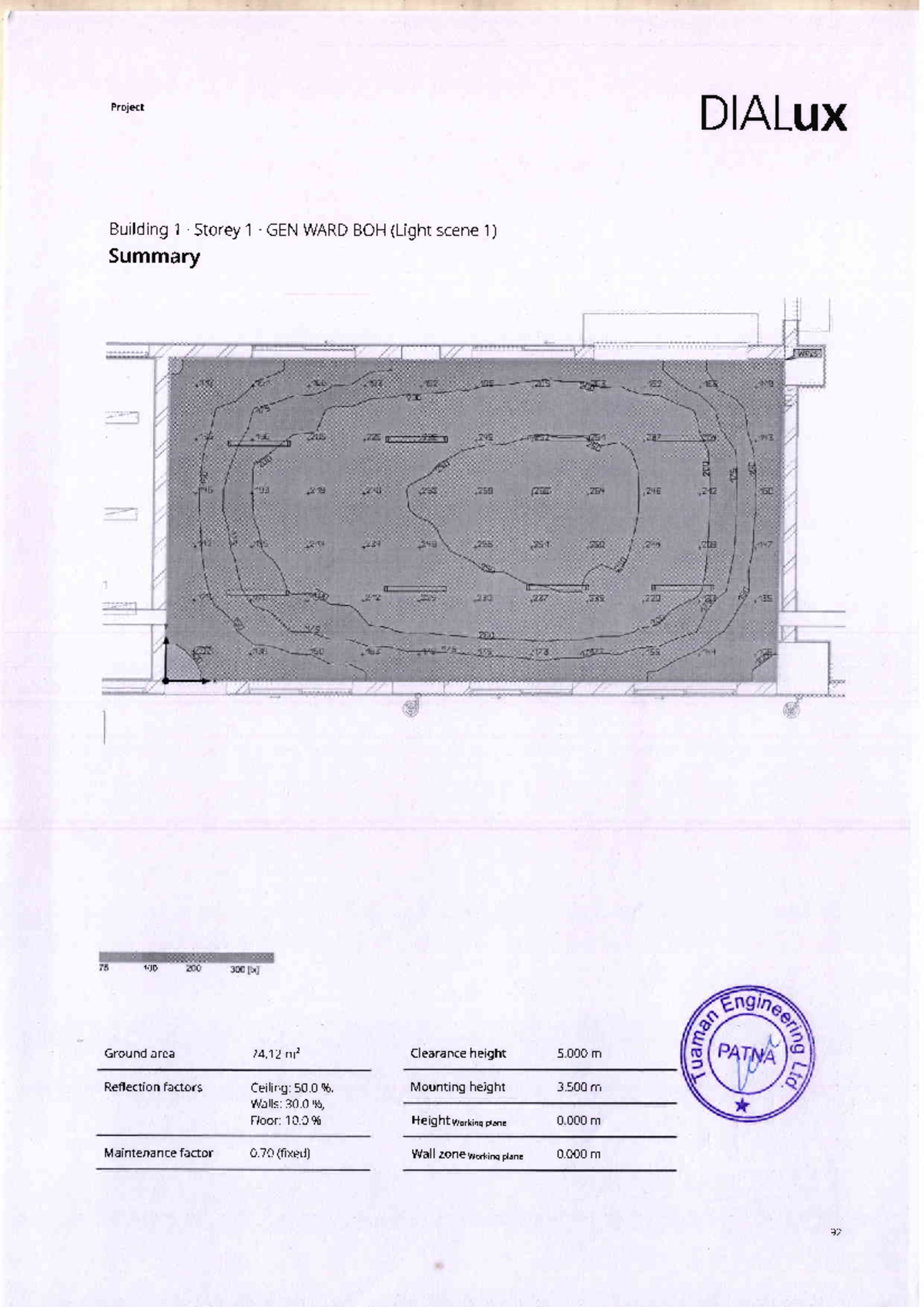 DIALux Project Building 1 - Storey 1 Illumination Report Summary - Studocu