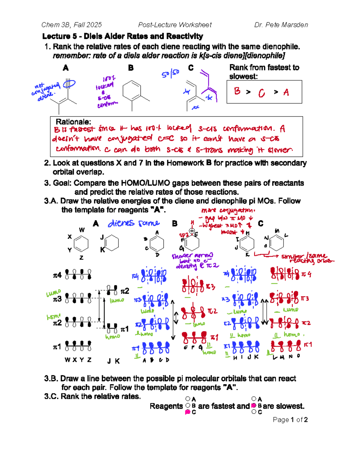 Chem 3B, Fall 2025 Conjugated Diene Worksheet PLWS #5 - Studocu
