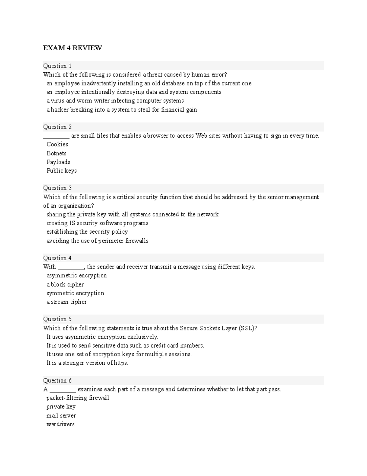 CS 110 - Exam 4 Study Guide: Key Security Concepts & Threats - Studocu