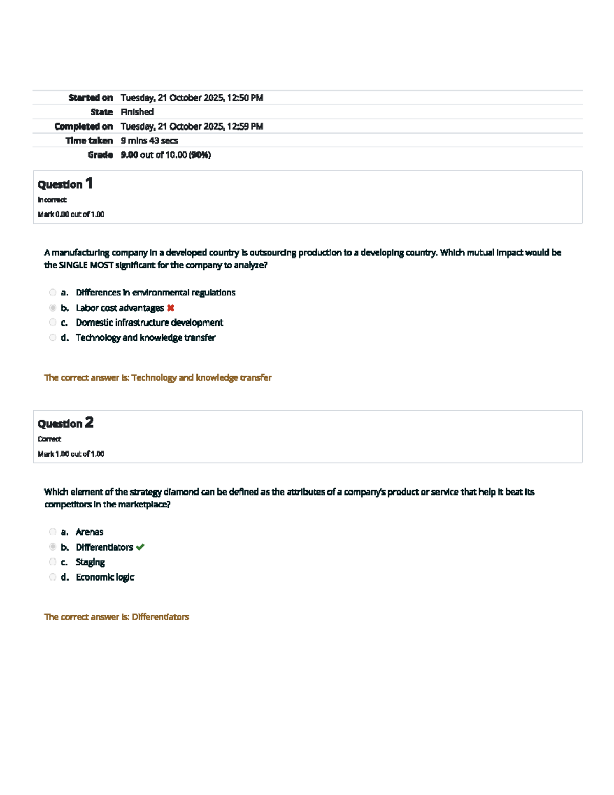 Self-Quiz Unit 7: Key Concepts in Multinational Management - Studocu