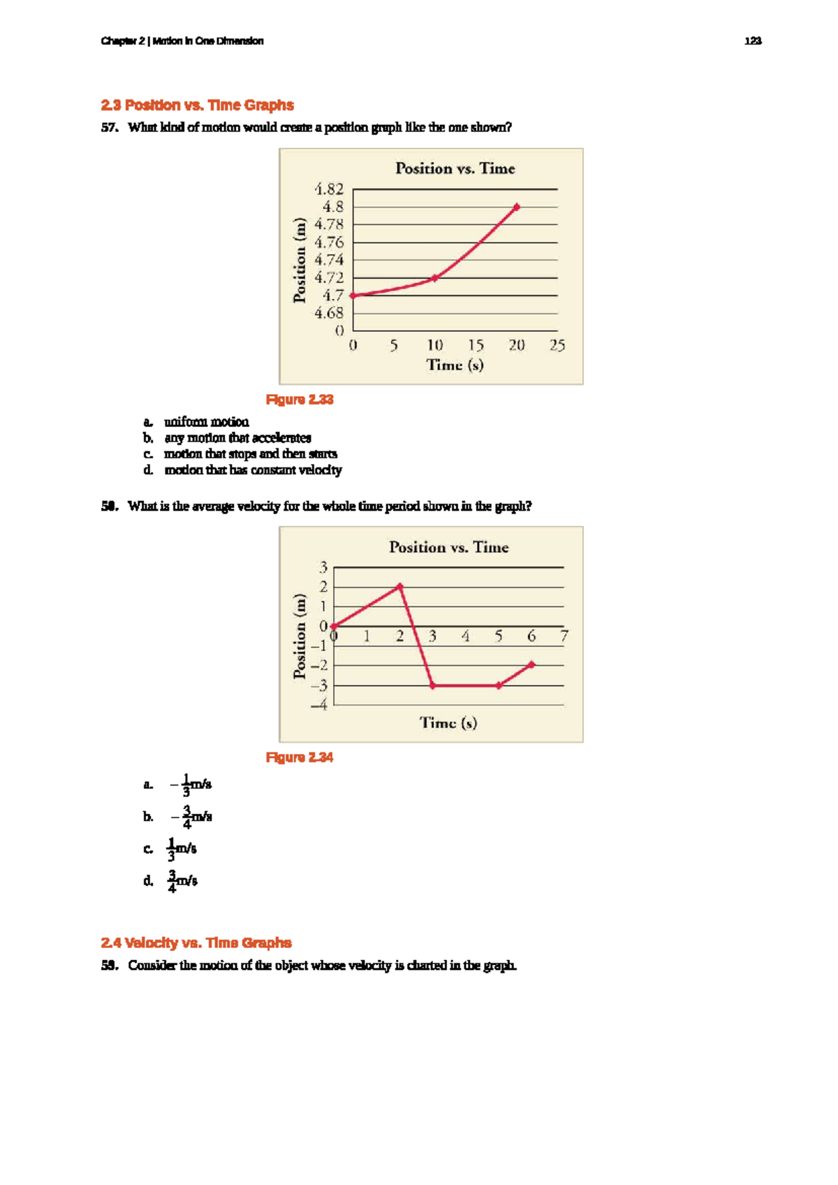 Chapter 2: Motion in One Dimension - Position & Velocity Graphs (C12 ...