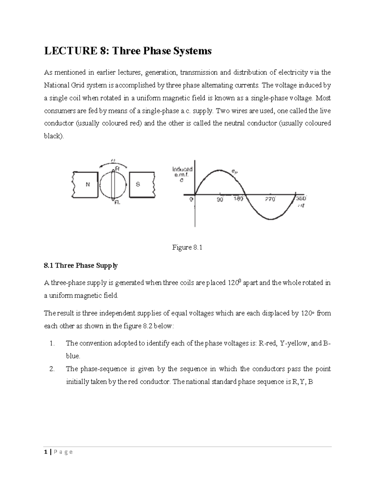 Lecture 8: Understanding Three Phase Systems in Mech Engineering - Studocu