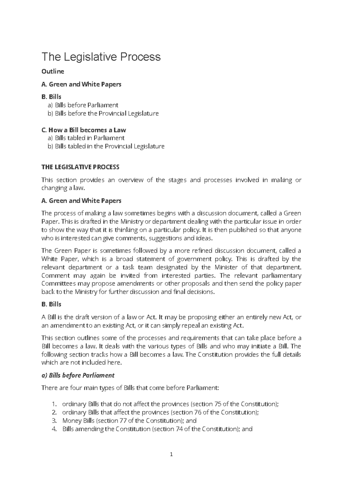 The Legislative Process: Understanding Bills and Lawmaking Steps - Studocu