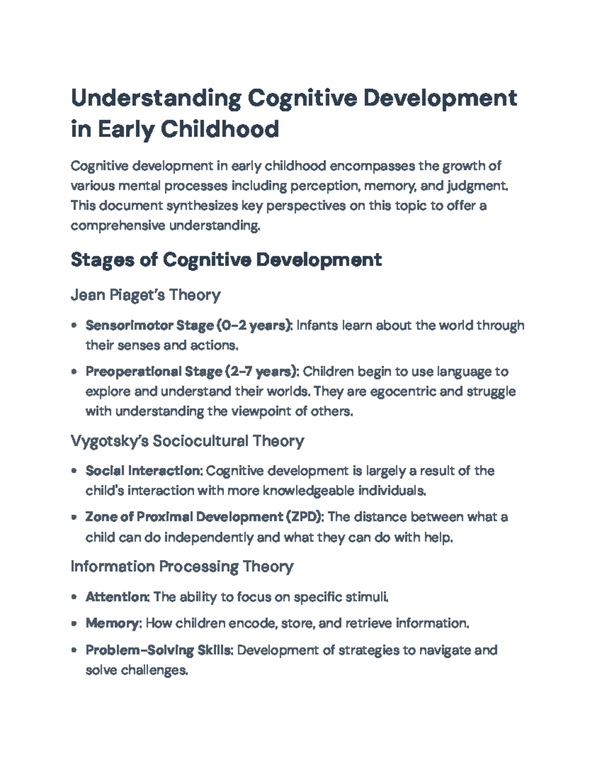 Cognitive Development in Early Childhood: Key Theories & Influences ...