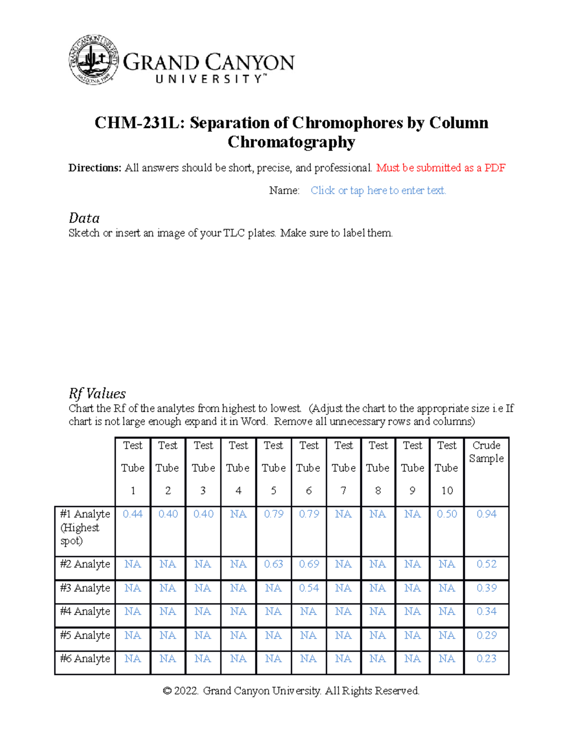 Separation of Chromophores by Column Chromatography - CHM-231L ...