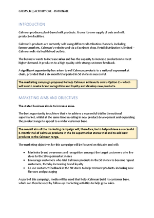 BTEC Unit 2 Adsam Calmsun Activity 2 Campaign - MARKETING MESSAGE We ...