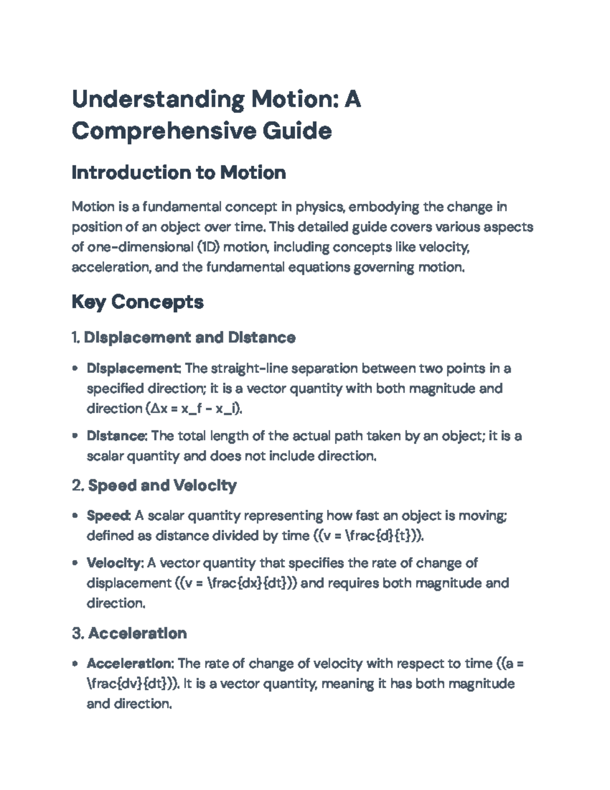 Understanding Motion: A Comprehensive Guide to Physics Concepts ...