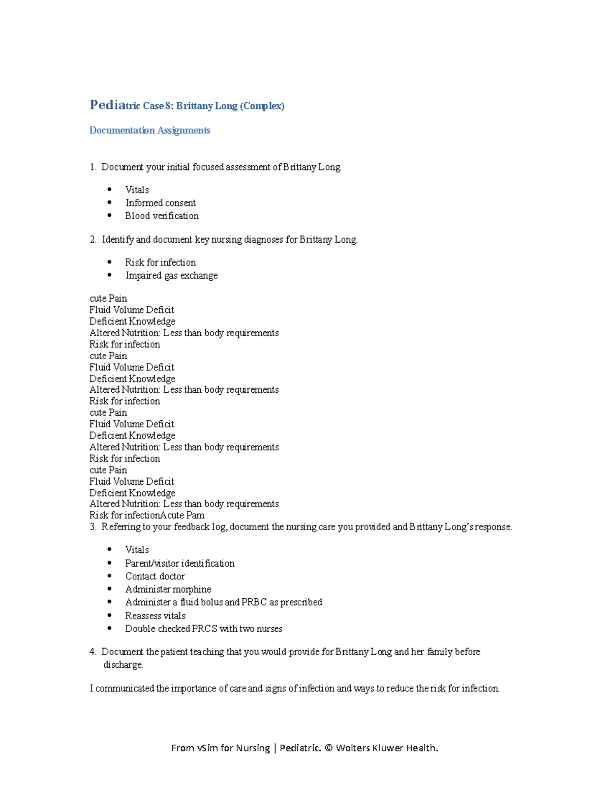 Pediatric Case 08 Brittany Long Complex DA - Pediatric Case 8: Brittany ...