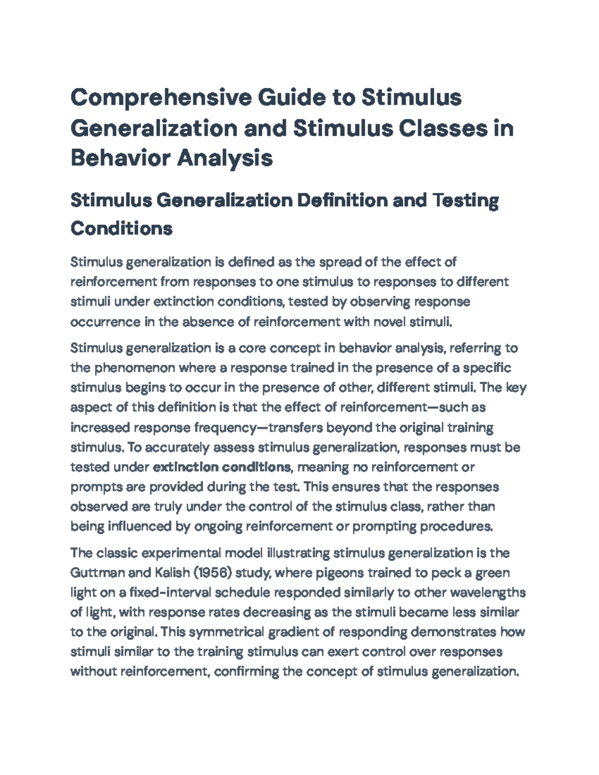 Stimulus Generalization in Behavior Analysis (ABA 101): Key Concepts ...