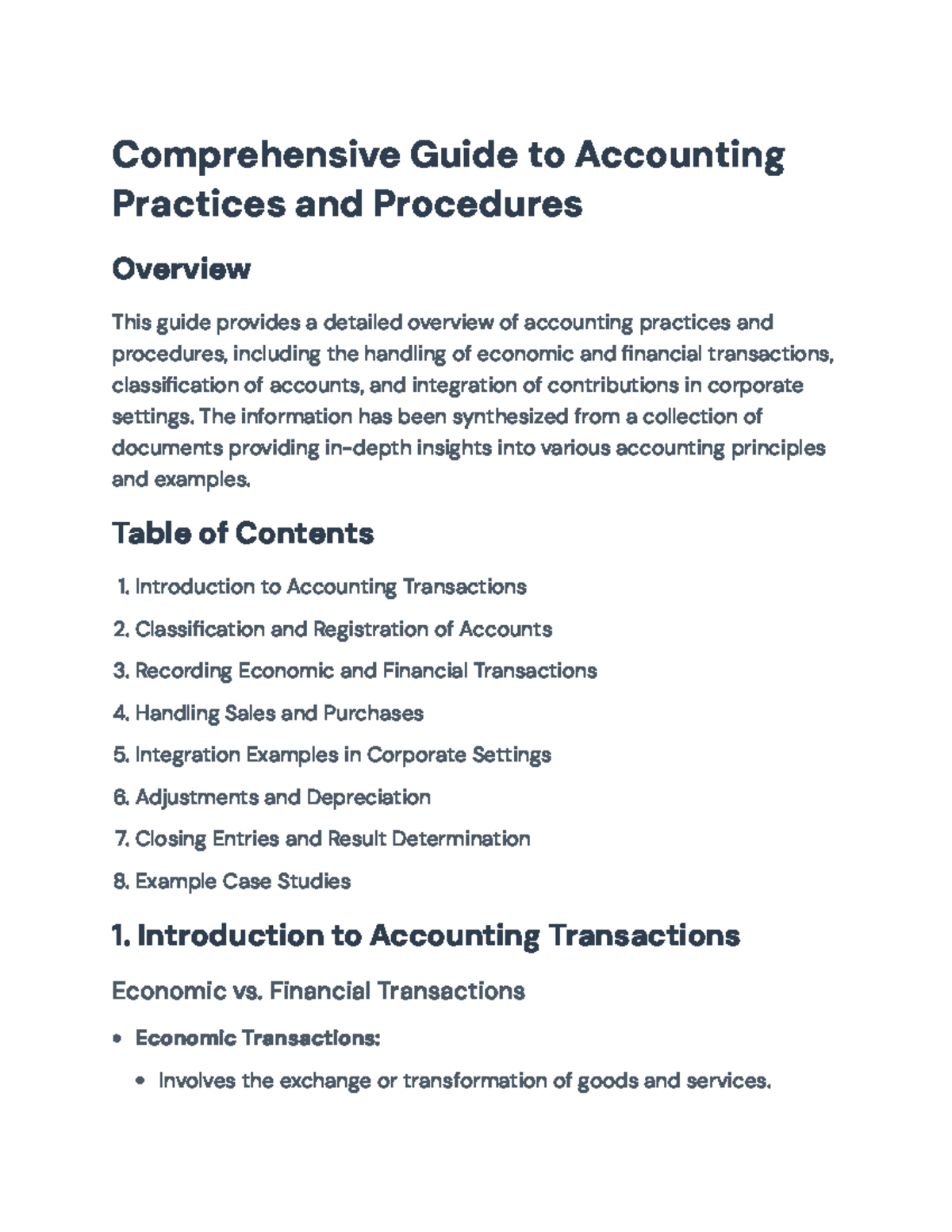 Comprehensive Guide to Accounting Practices and Procedures ...