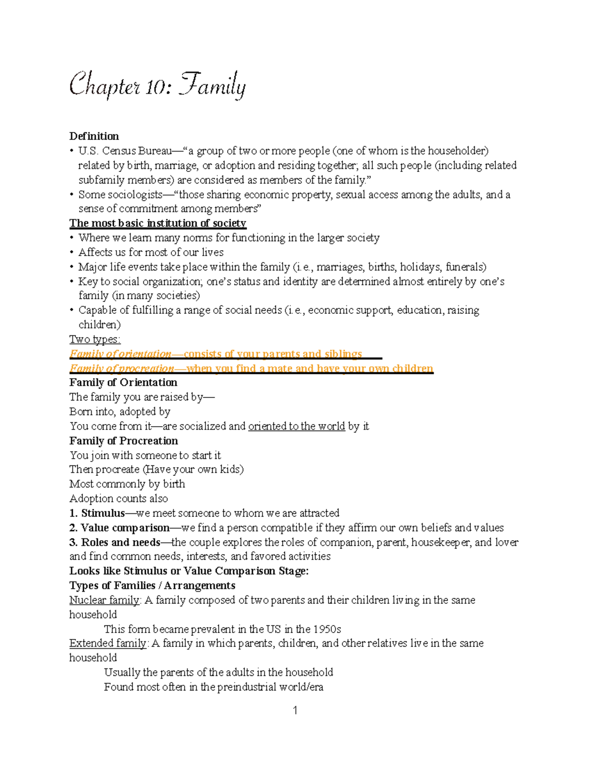 Chapter 10: Families - Understanding Family Structures & Dynamics - Studocu