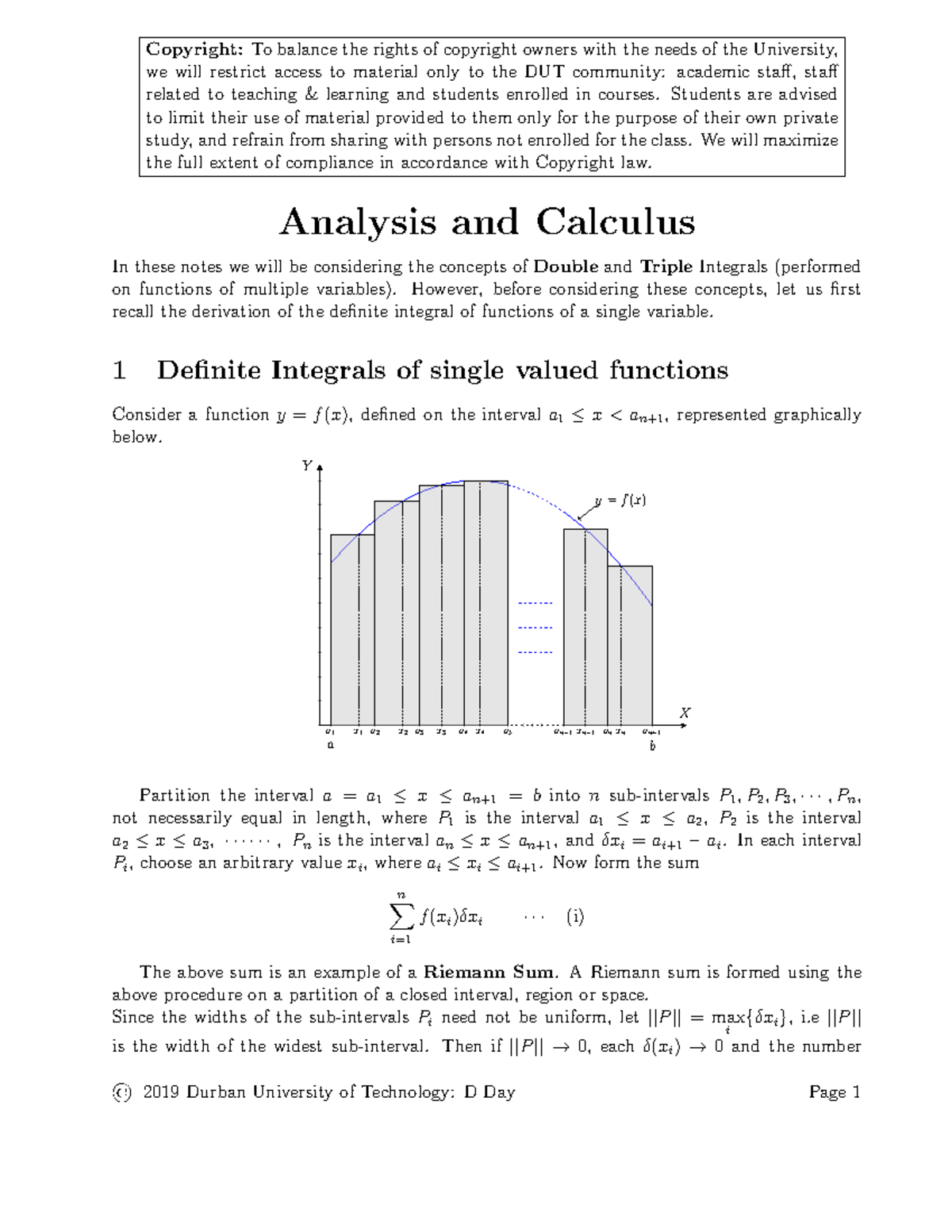Analysis and Calculus: Double and Triple Integrals Notes - Studocu