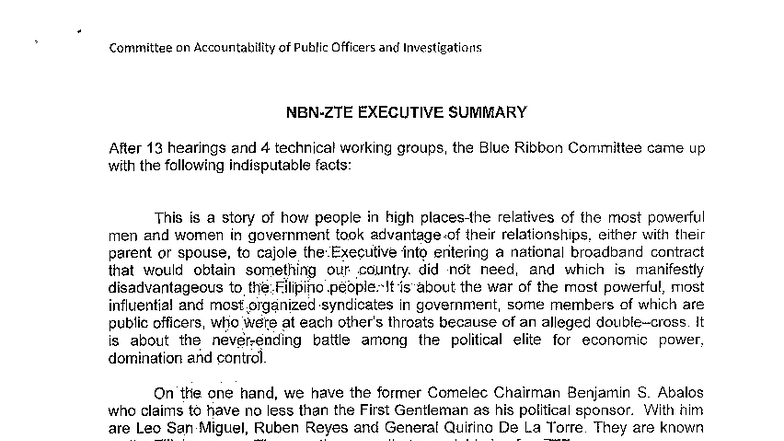 NBN-ZTE Case Committee Report: Findings and Recommendations - Studocu