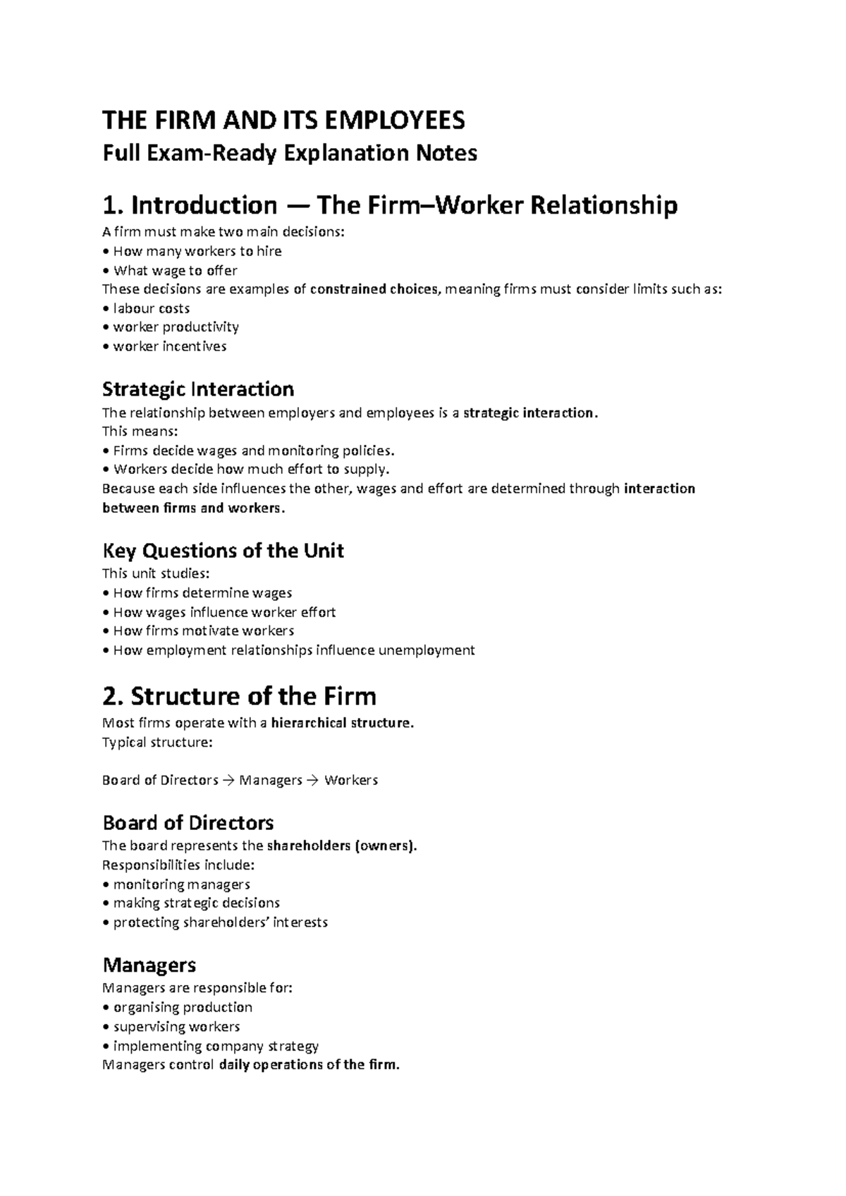 The Firm and Its Employees: Labour Discipline Model & No-Shirking Wage ...