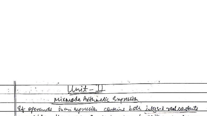 C Programming Basics: II Mixmode Arithmetic Expressions and Operators - Studocu