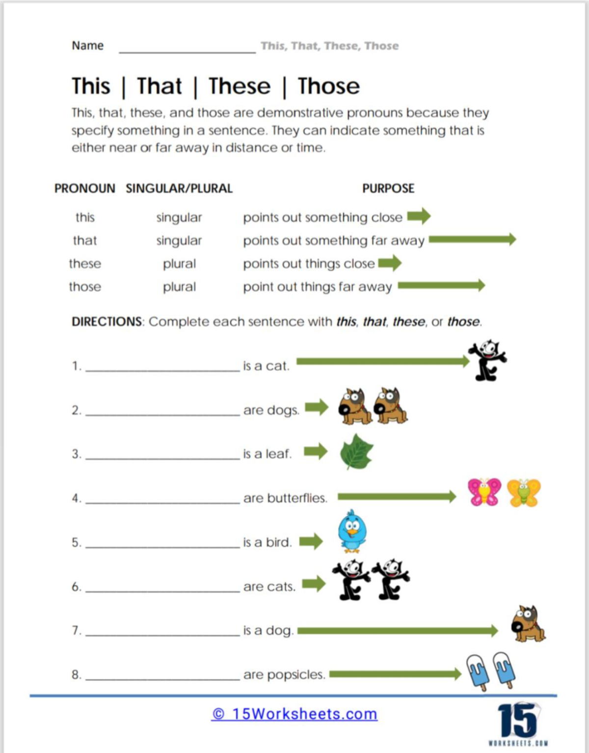 This, That, These, Those Worksheet for Primary Grade Students - Studocu