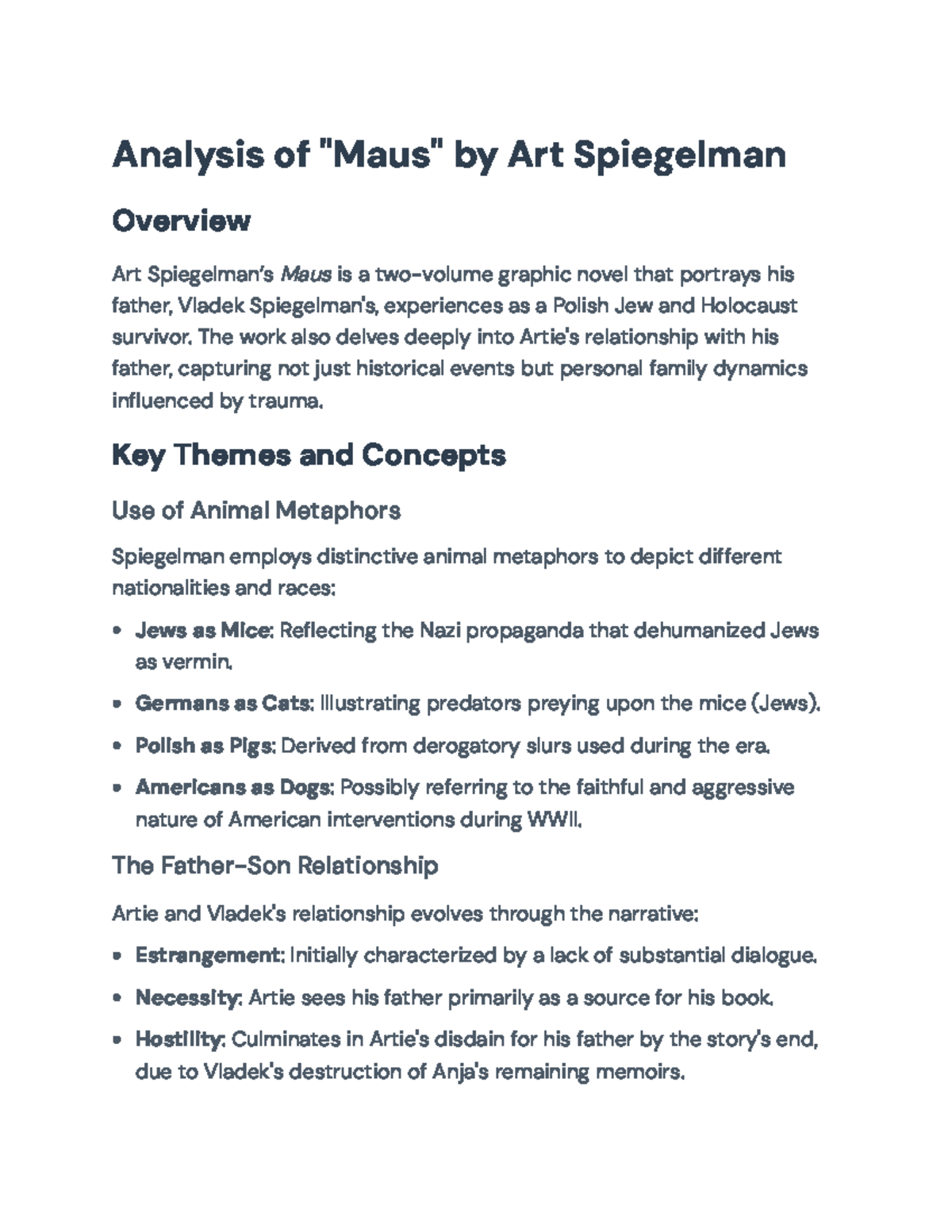 Critical Analysis of Maus (ENG-101): Themes, Narratives & Symbolism ...