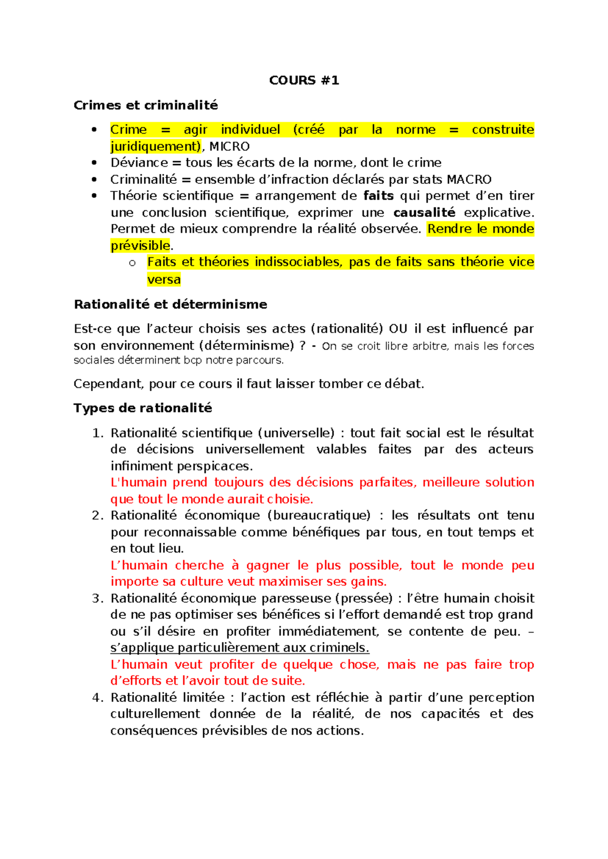 Guide d'étude pour le premier examen - COURS Crimes et criminalité ...