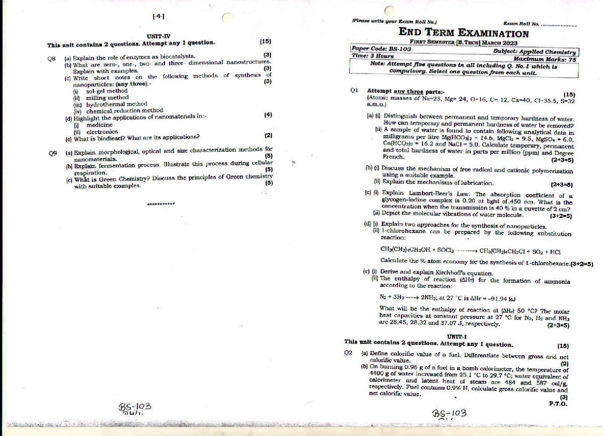 IT Question Papers 2022-2023 1st Semester - (Please write your Exam ...