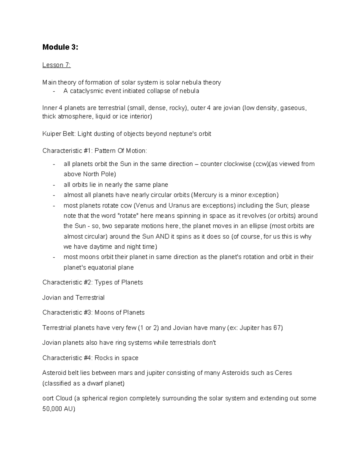 Module 3 and 4 Study Notes for AS101: Solar System Fundamentals - Studocu