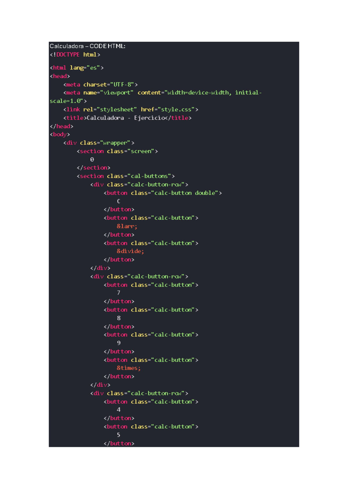 Calculadora - Taller de Programacion Web - Studocu