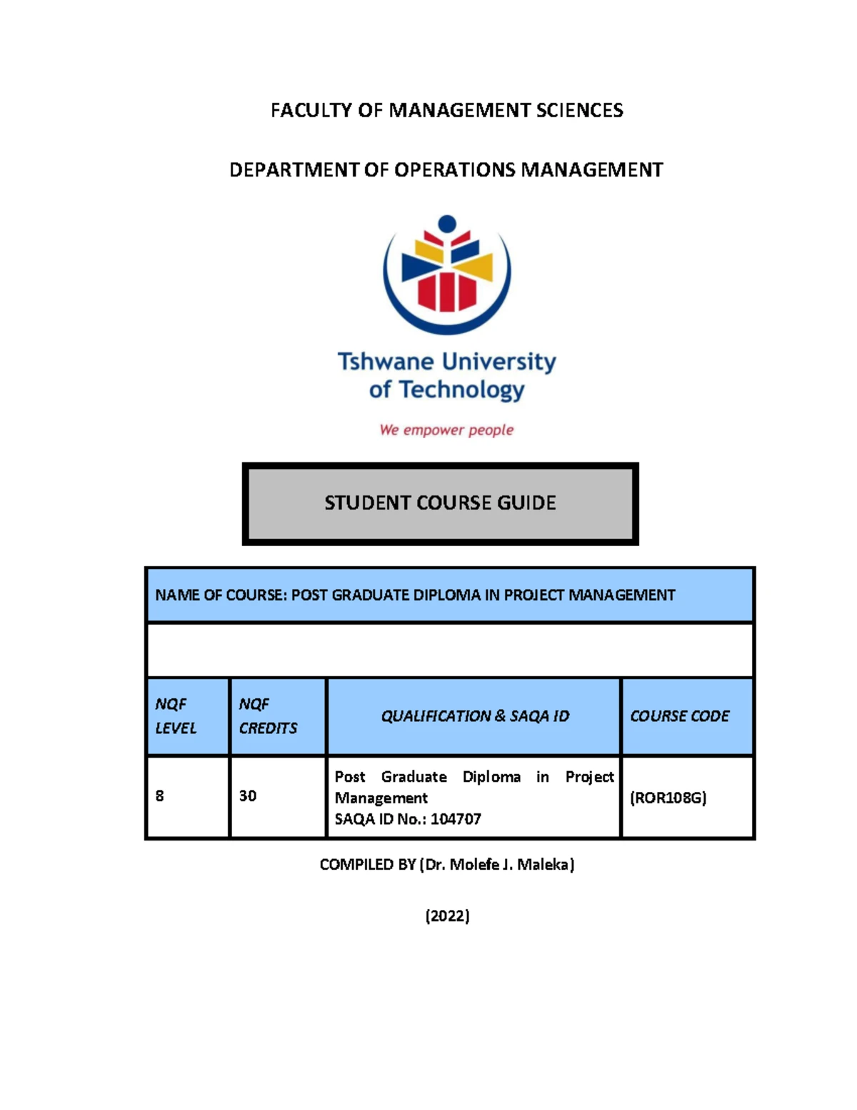 RPJ108G - TUT Referencing Rules - CITATION AND BIBLIOGRAPHIC REFERENCE ...
