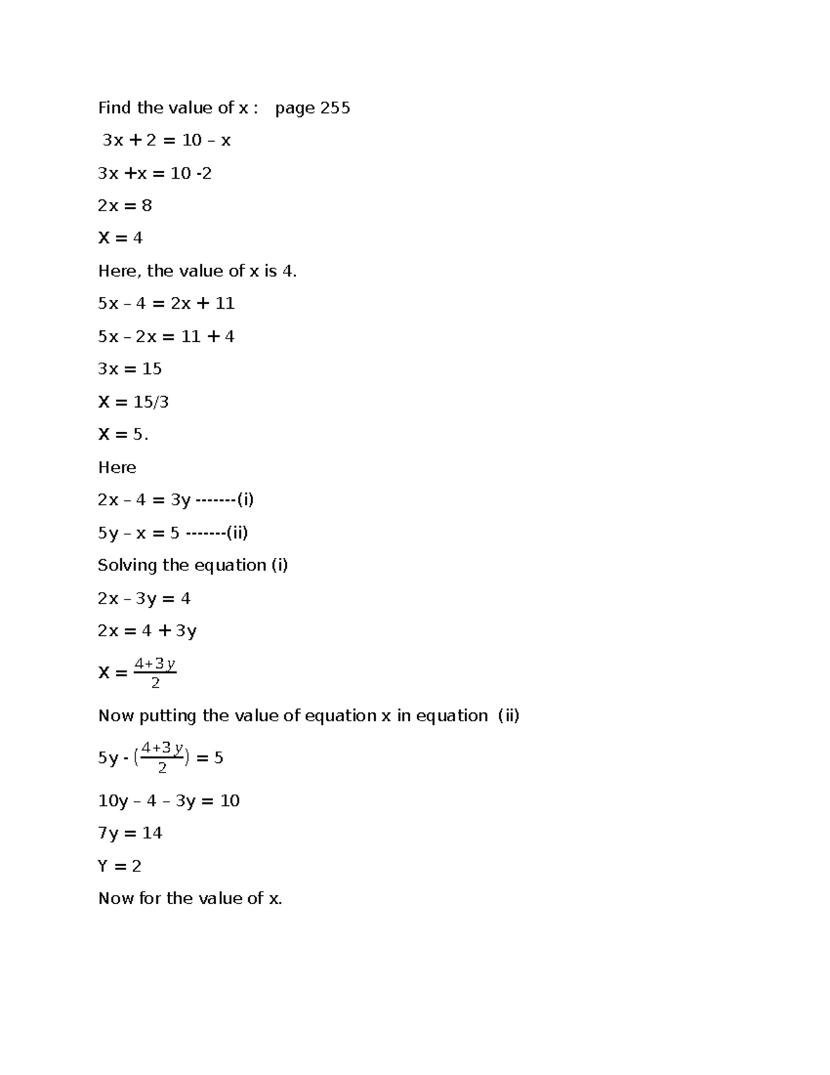 Maths Practice: Solving for x and y in Equations - Studocu